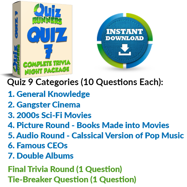 Quiz Night Kit 9 - Gangster Cinema, Sci-Fi, Books, CEOs