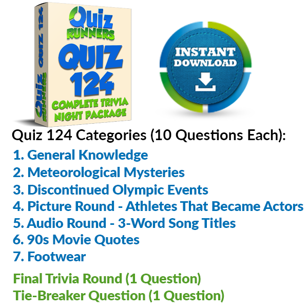 Quiz Night Kit 124 | Trivia - Olympics, 90s Movies, Footwear