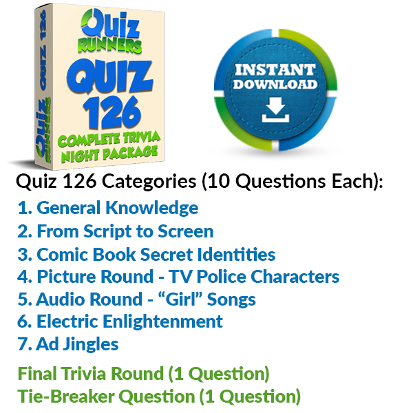 Quiz Night Kit 126 | Trivia - Script to Screen, TV Police Characters