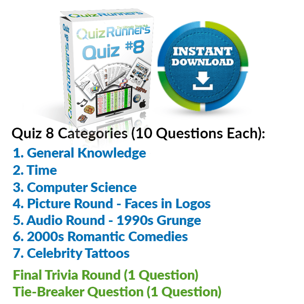 Quiz Night Kit 8 | Trivia - Time, 2000s Movies, Grunge Music